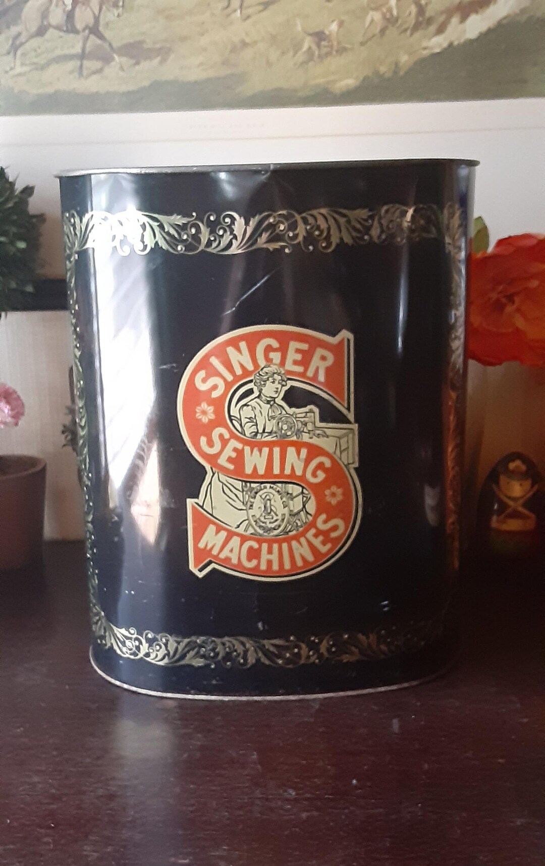Vintage Singer Sewing Machine Co. Wastebasket Vintage Advertising ...