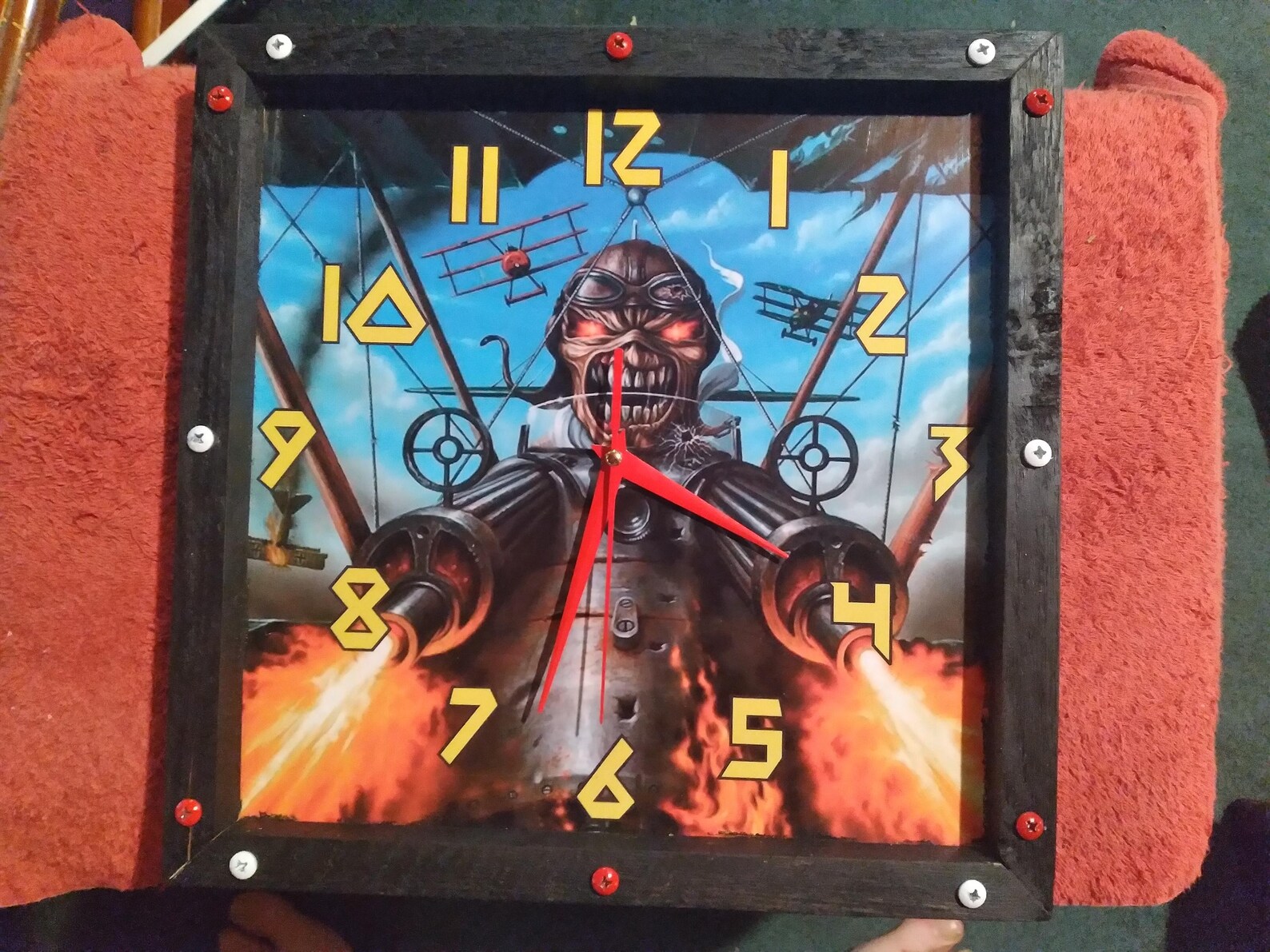 Custom Iron Maiden “aces High” Eddie Clock – 12" X 12" Cedar-framed ...