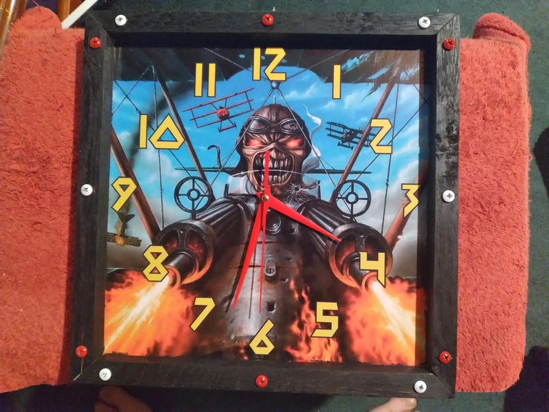Custom Iron Maiden “aces High” Eddie Clock – 12" X 12" Cedar-framed ...