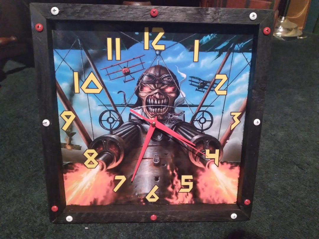 Custom Iron Maiden “aces High” Eddie Clock – 12" X 12" Cedar-framed ...