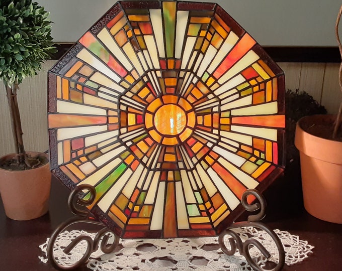 Wonderful Quoizel Collectables Leaded Glass Shade/lamp Stained Glass ...