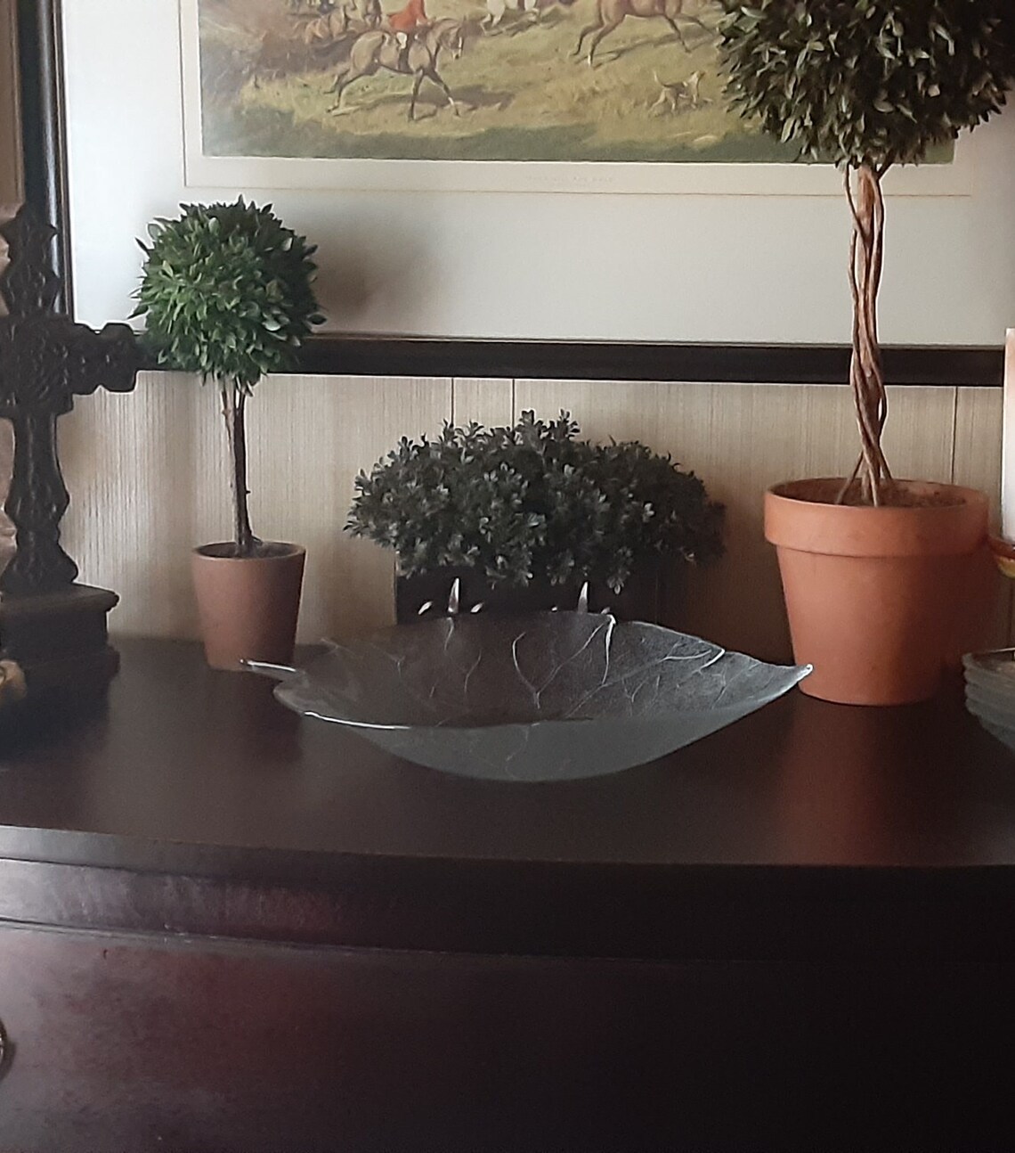 Vintage French Clear Glass Leaf Bowl: Aspen Design Centerpiece - Etsy