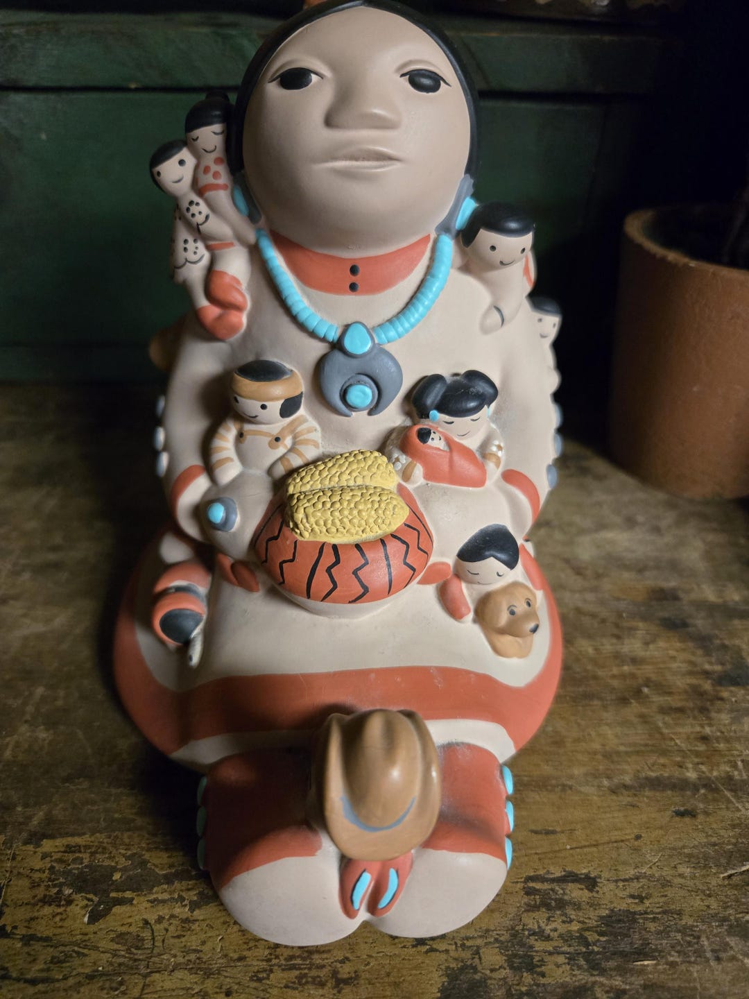 Hopi Storyteller Doll Figurine !988 Teissedre Signed Southwest Ceramic ...
