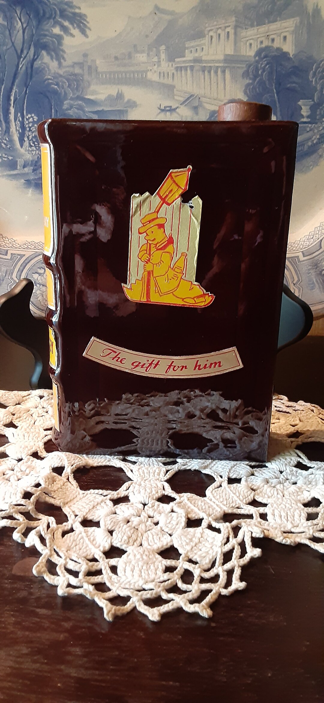 Vintage Art Deco Ceramic Whiskey Decanter: Secret Book Barware - Etsy