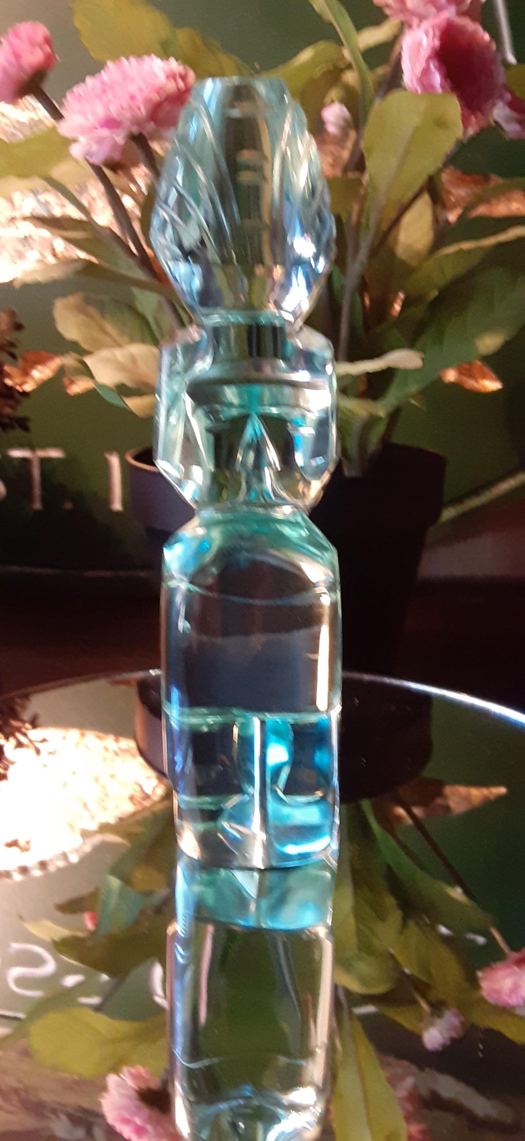 Vintage Cut Crystal Indian Figure Blue Crystal Indian Chief Cut Crystal ...