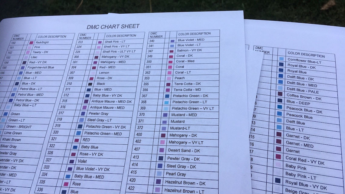 Dmc Chart Pdf File for Printing - Etsy UK