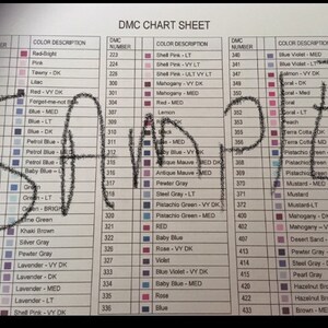 Dmc Chart Pdf File for Printing - Etsy
