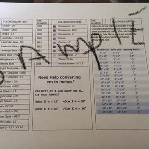 Dmc Chart Pdf File for Printing - Etsy