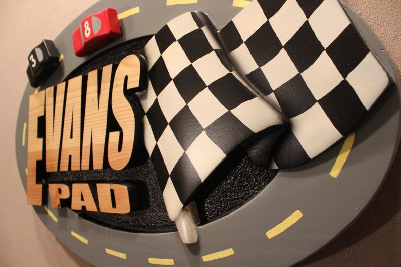 PERSONALIZED NASCAR SIGN | Hand Carved Signs | Hand Made Signs | Garage ...