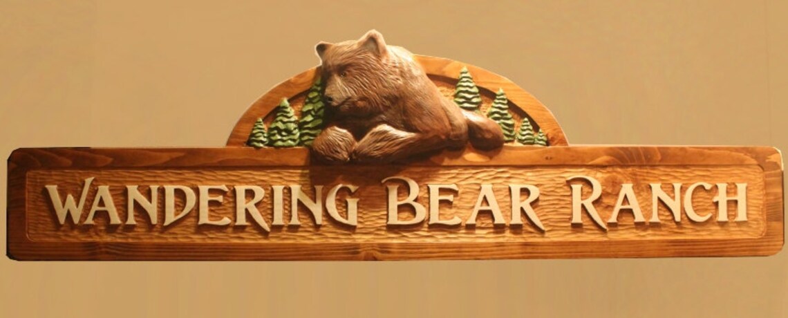 CARVED BEAR SIGN | Hand Carved Sign | Hand Made Signs | Carved Wooden ...