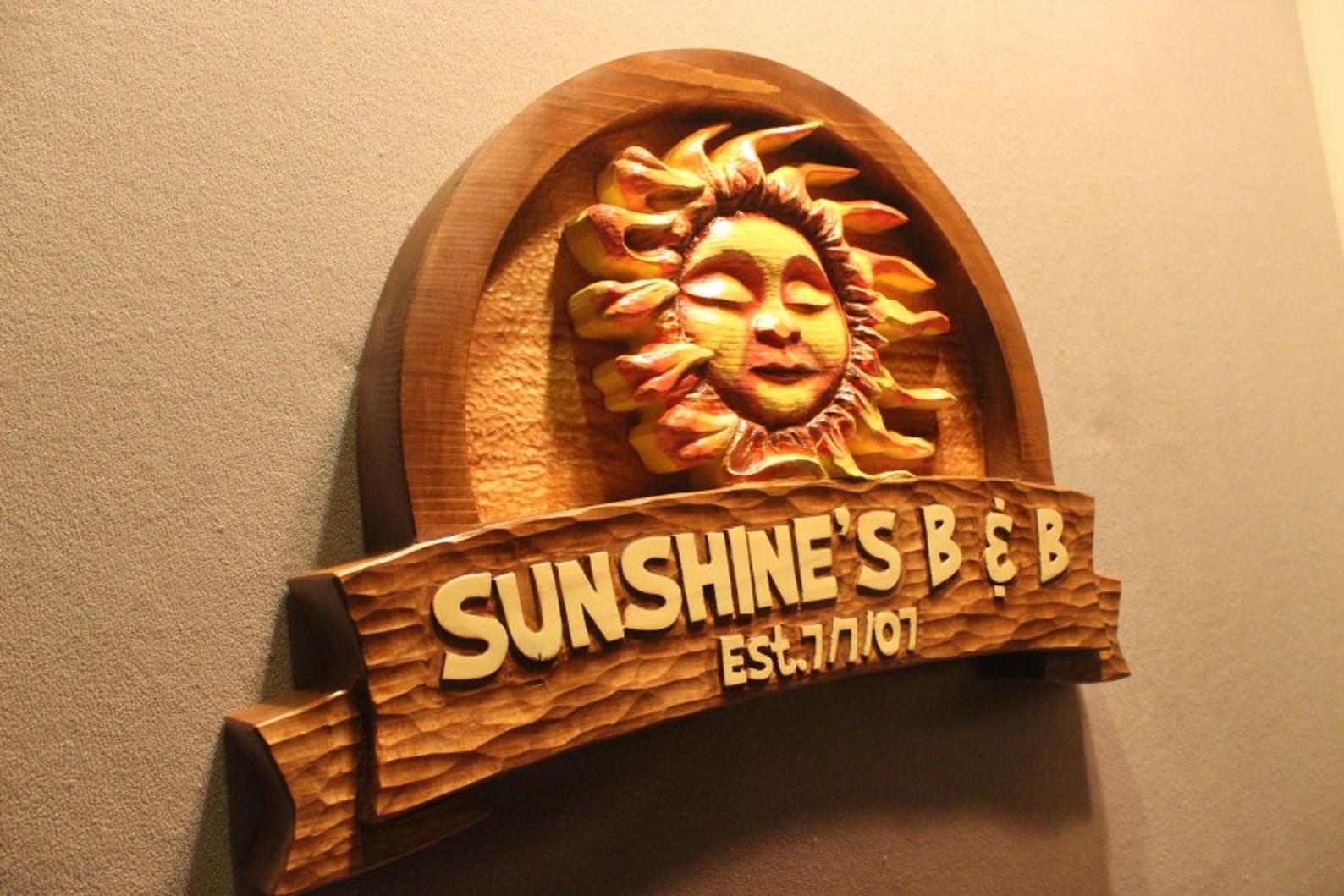 BLOWING SUN SIGN | Hand Carved Signs | Hand Made Signs | Carved Wooden ...
