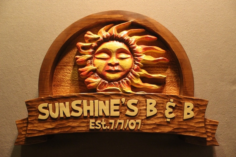 BLOWING SUN SIGN | Hand Carved Signs | Hand Made Signs | Carved Wooden ...