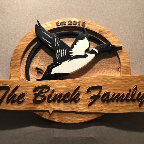 Custom Cabin Wood Sign Loons - Etsy