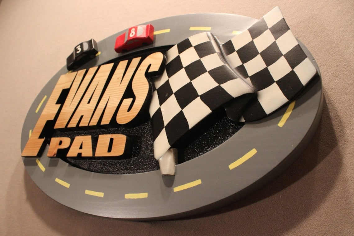 PERSONALIZED NASCAR SIGN | Hand Carved Signs | Hand Made Signs | Garage ...