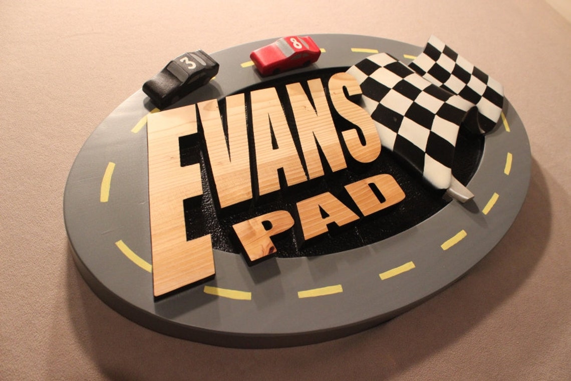 PERSONALIZED NASCAR SIGN | Hand Carved Signs | Hand Made Signs | Garage ...