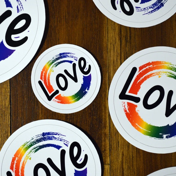 Pride Rainbow Love Thick Brushed Circle Sticker FREE | Etsy