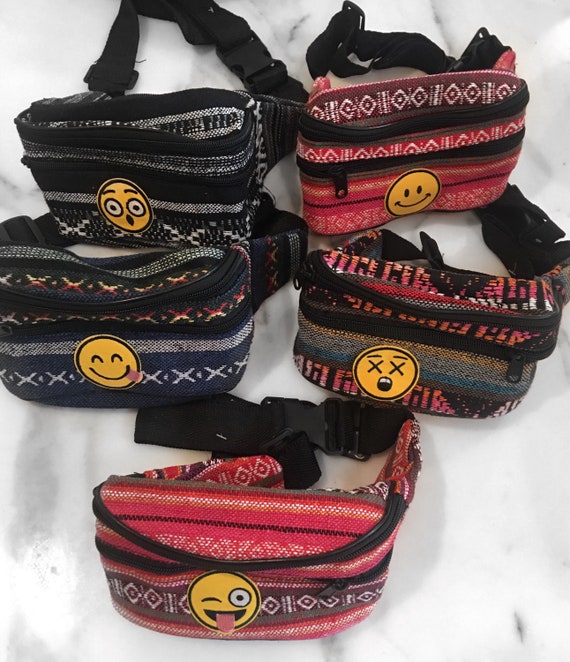 Smiley Face Jute Fanny Pack 5 Choices Colorful Fanny Pack Etsy