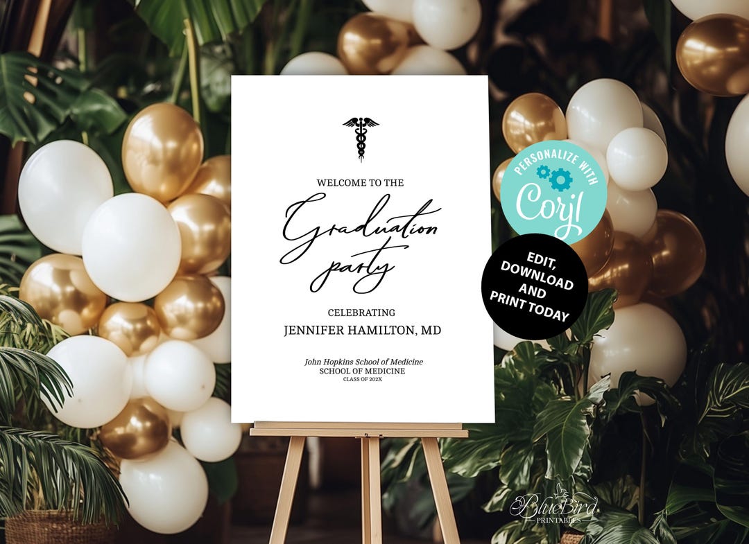 Medical School Graduation Welcome Sign, Doctor Celebration Sign, Grad ...