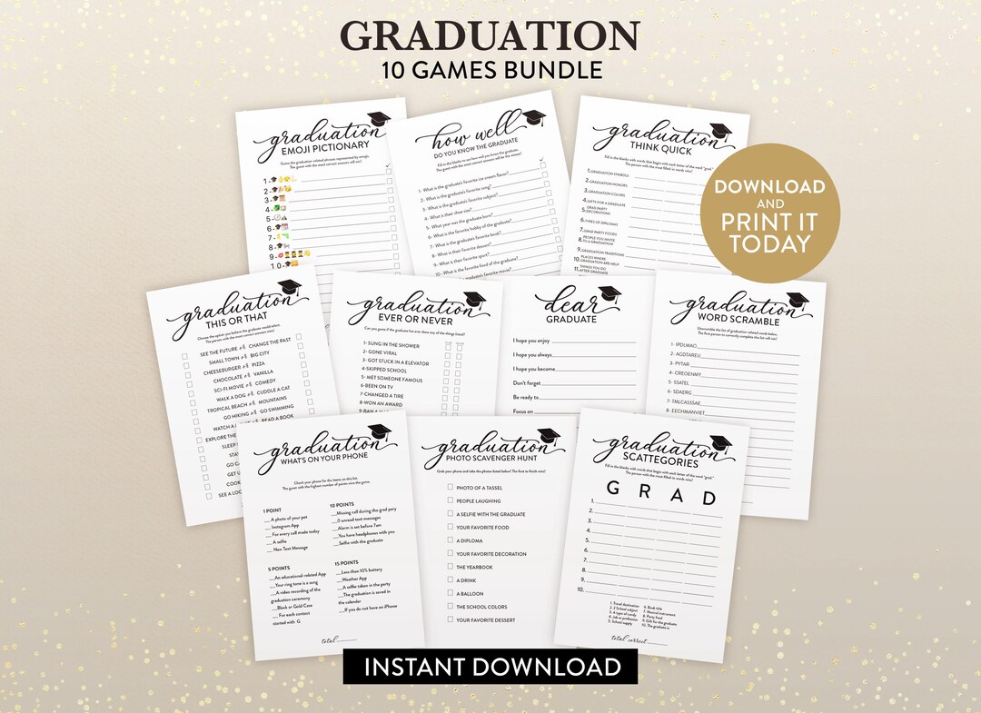 Class of 2025 Graduation Party Games Bundle: Minimalist Printable ...