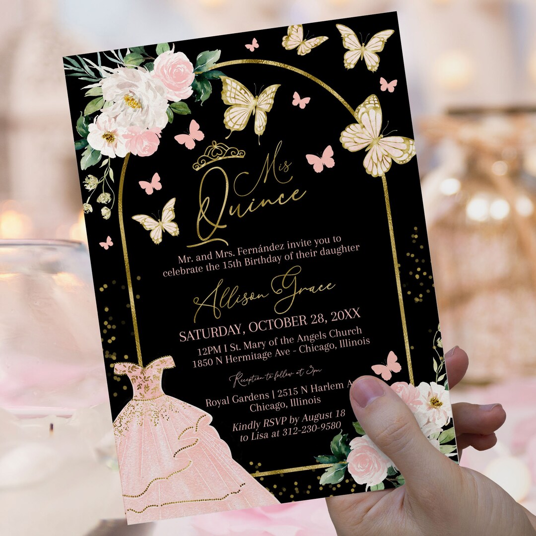Quinceanera Invitations With Butterflies - Quince Invitations Blush ...