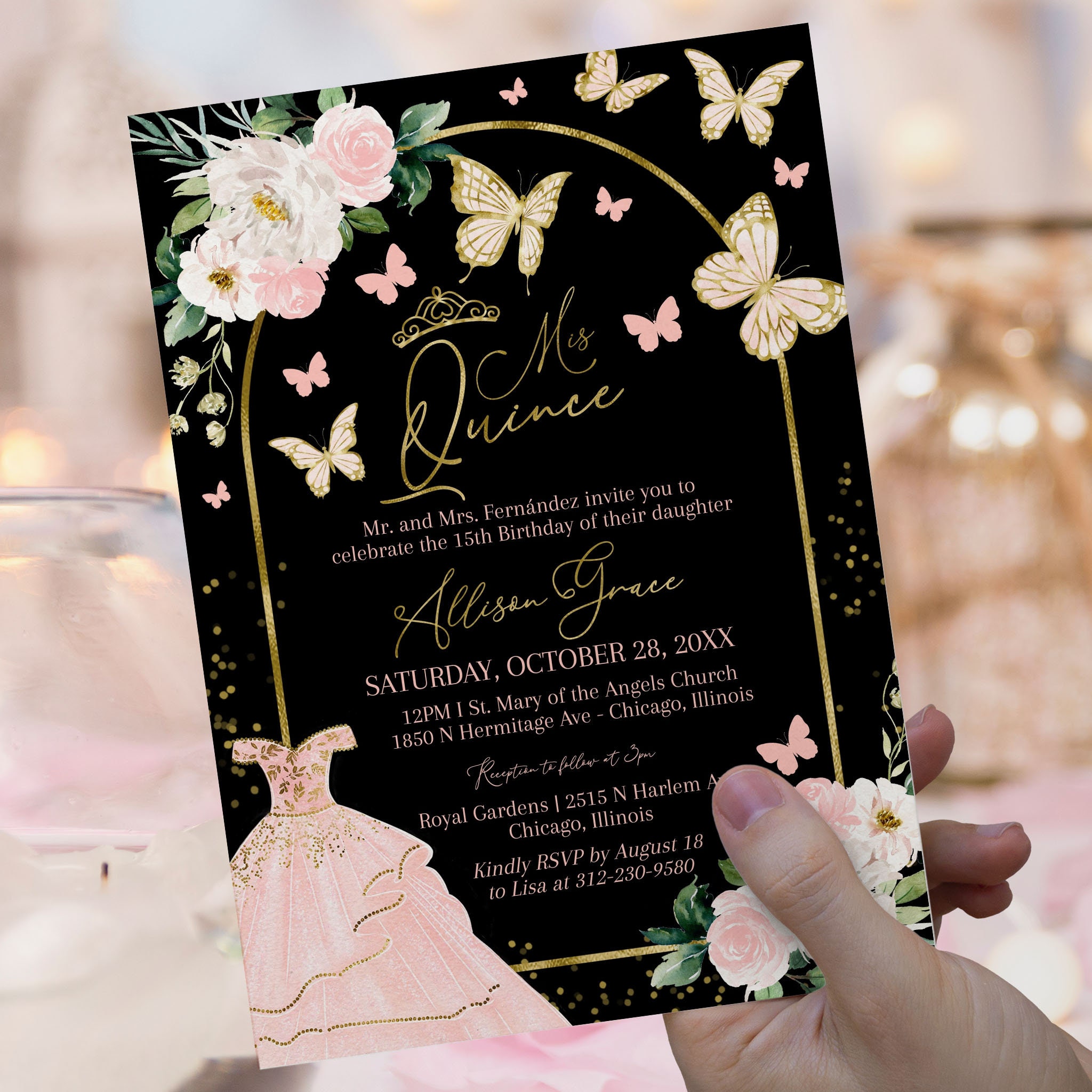 Quinceanera Invitations With Butterflies - Quince Invitations Blush ...