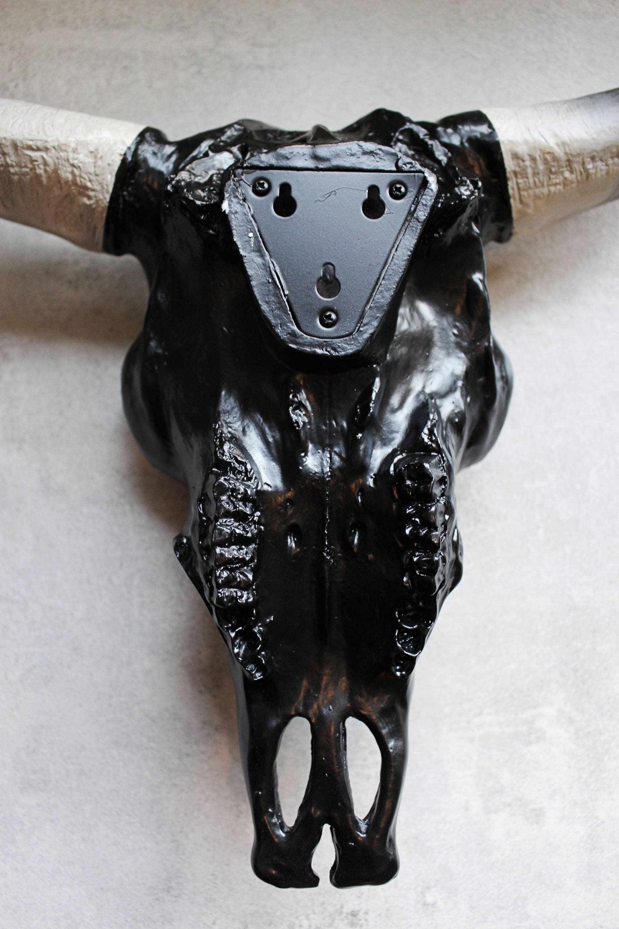 Black Faux Cow Skull With Horns - 3 Sizes Available - Etsy UK