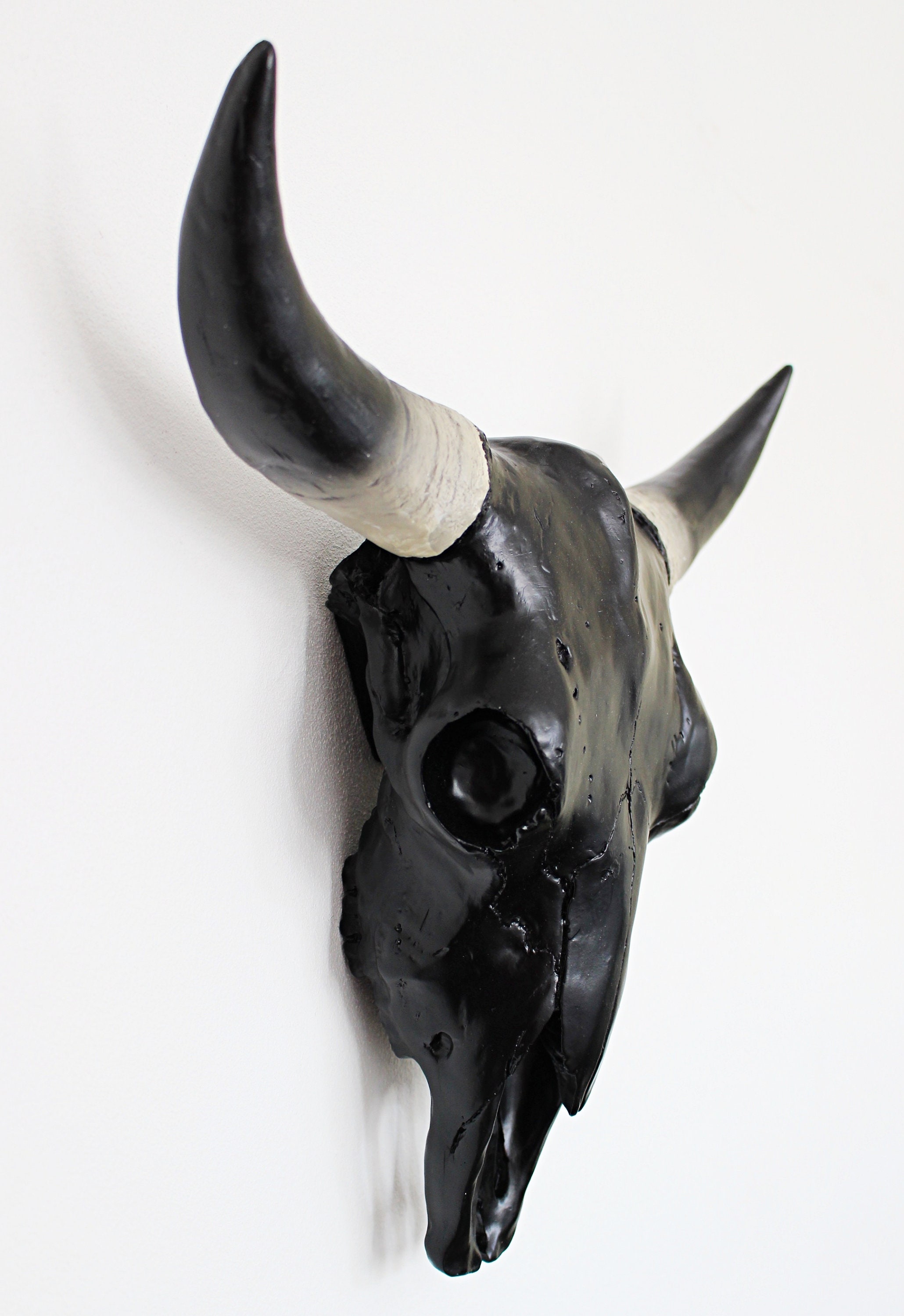 Black Faux Cow Skull With Horns - 3 Sizes Available - Etsy