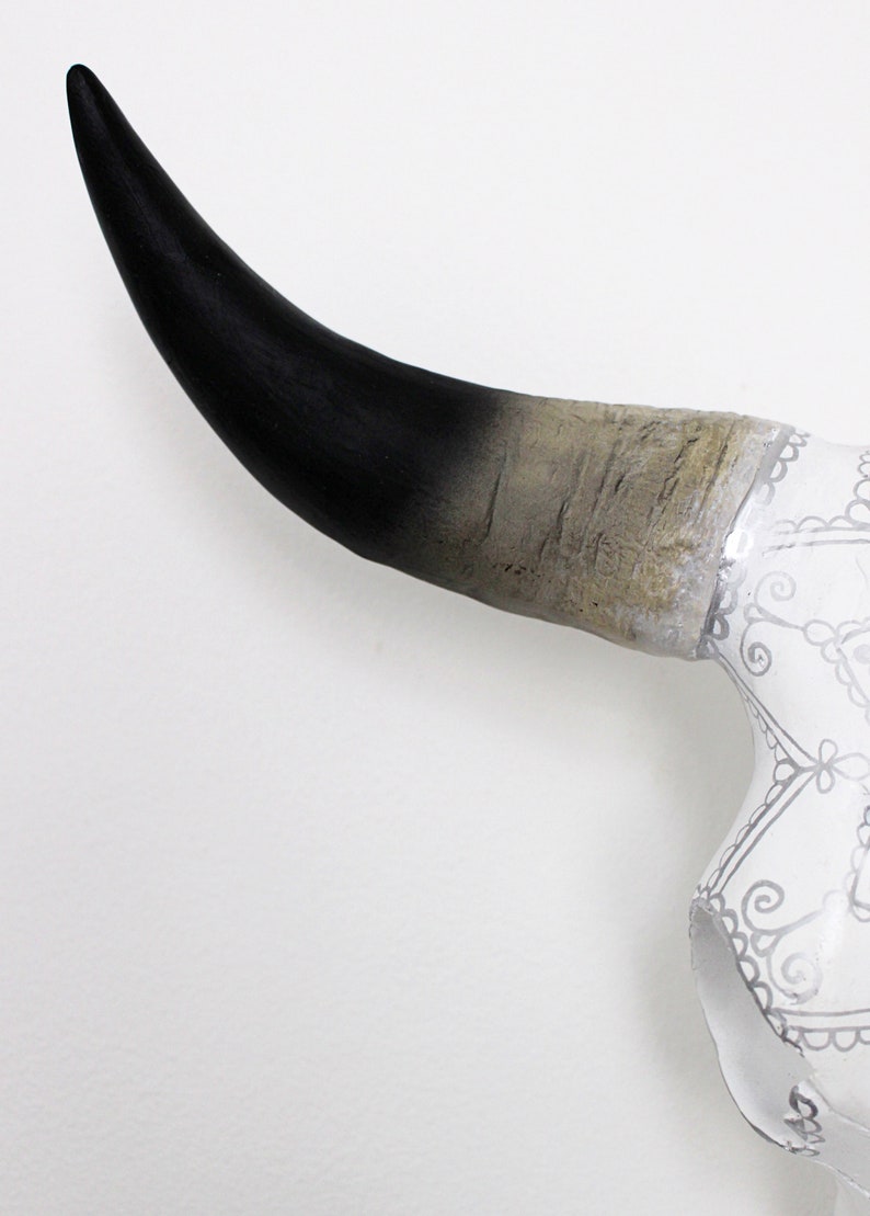 Beautiful Hand Painted Faux Cow Skull With Silver Mandala - 3 Sizes ...