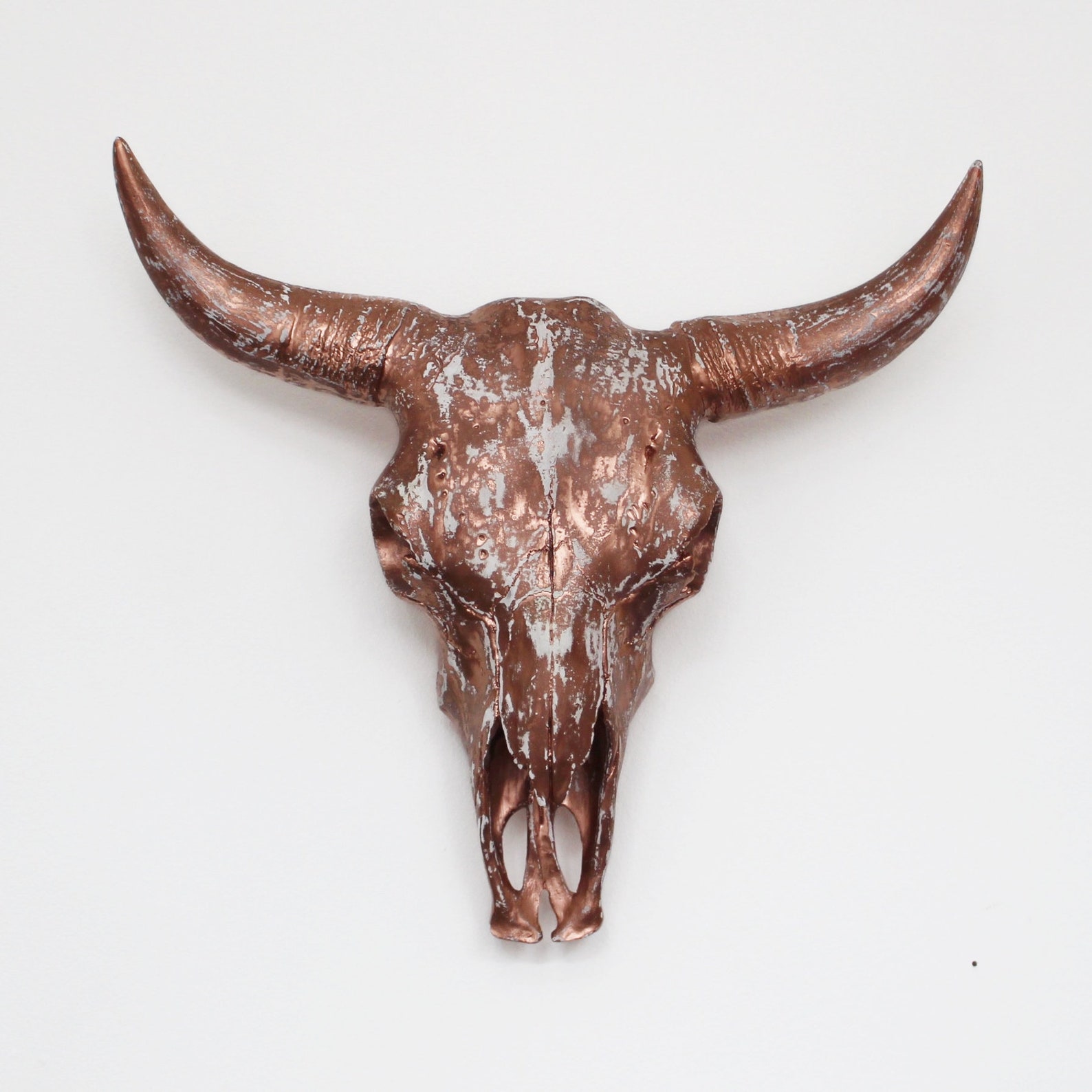 Stunning Copper Distressed Style Hand Painted Faux Cow Skull - Etsy