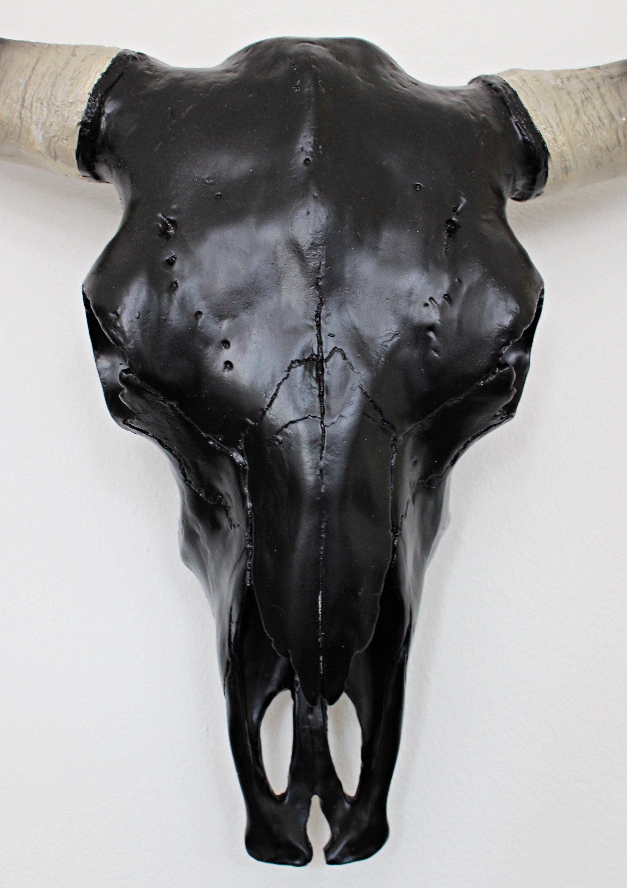 Black Faux Cow Skull With Horns - 3 Sizes Available - Etsy