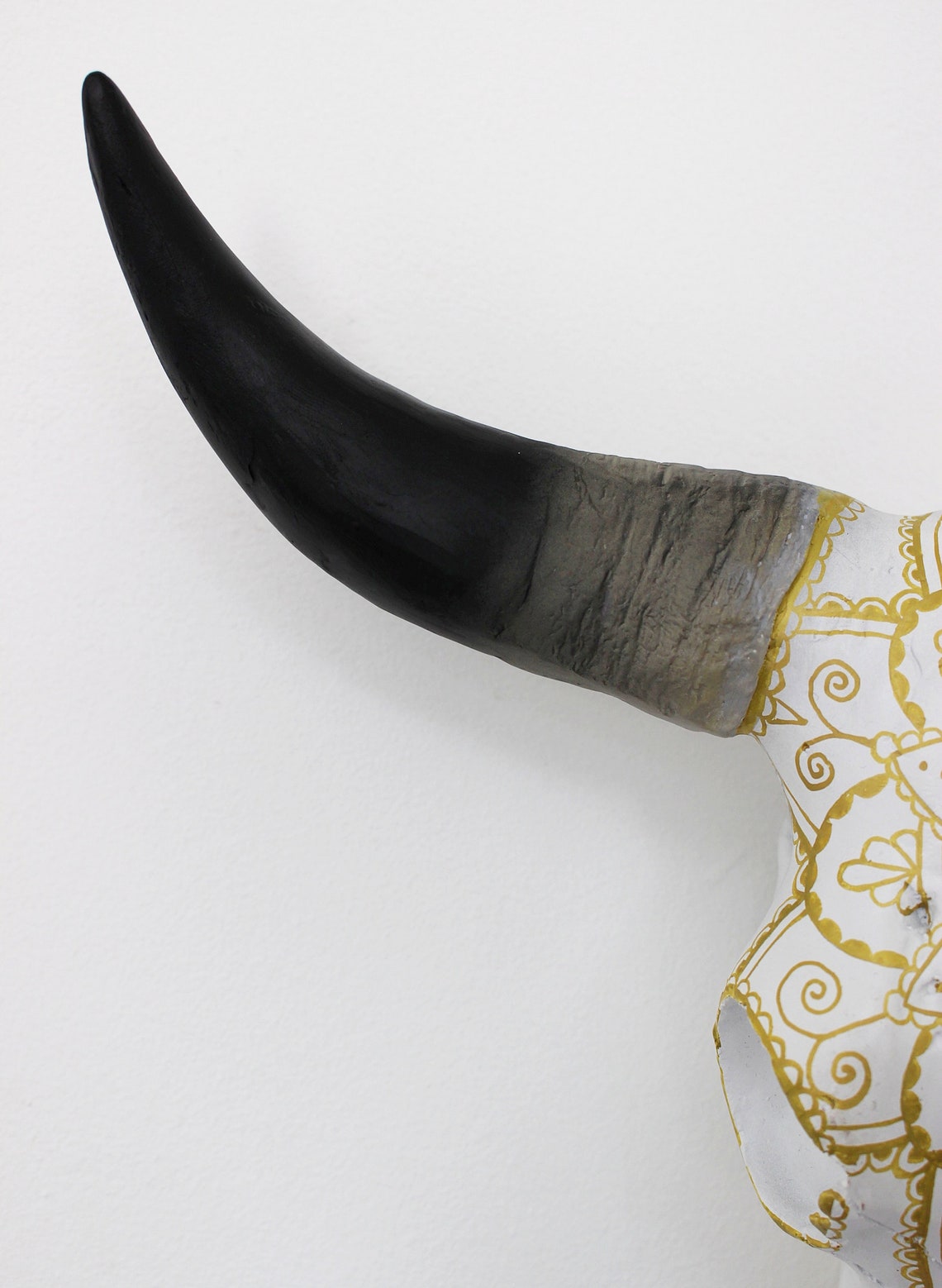 Beautiful Hand Painted Faux Cow Skull With Gold Mandala - 3 Sizes ...