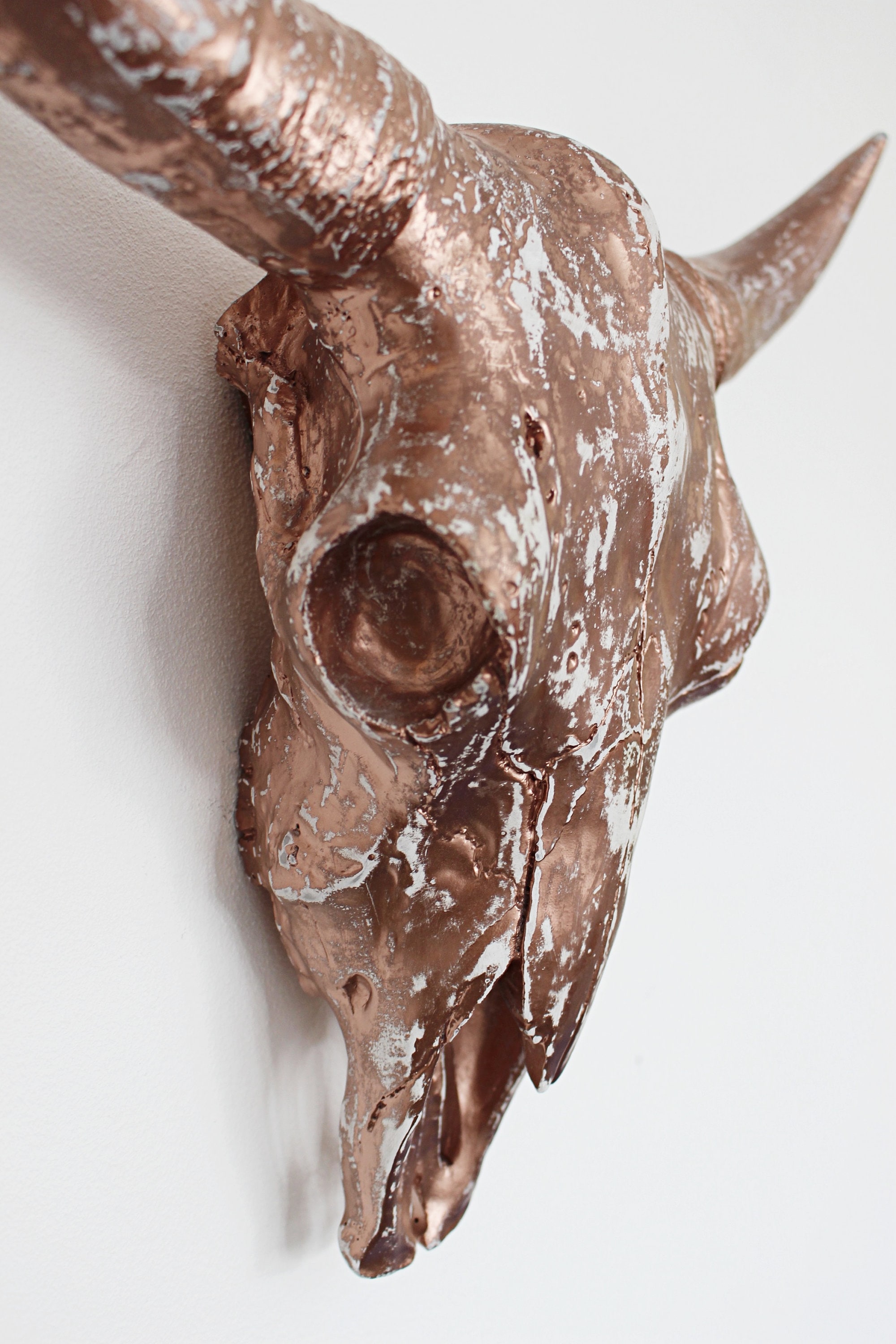 Stunning Copper Distressed Style Hand Painted Faux Cow Skull | Etsy