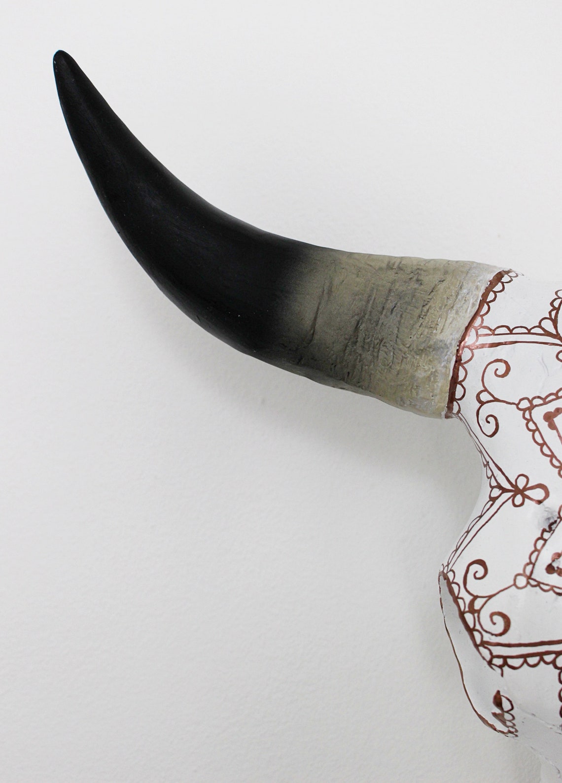 Beautiful Hand Painted Faux Cow Skull With Copper Mandala - 3 Sizes ...