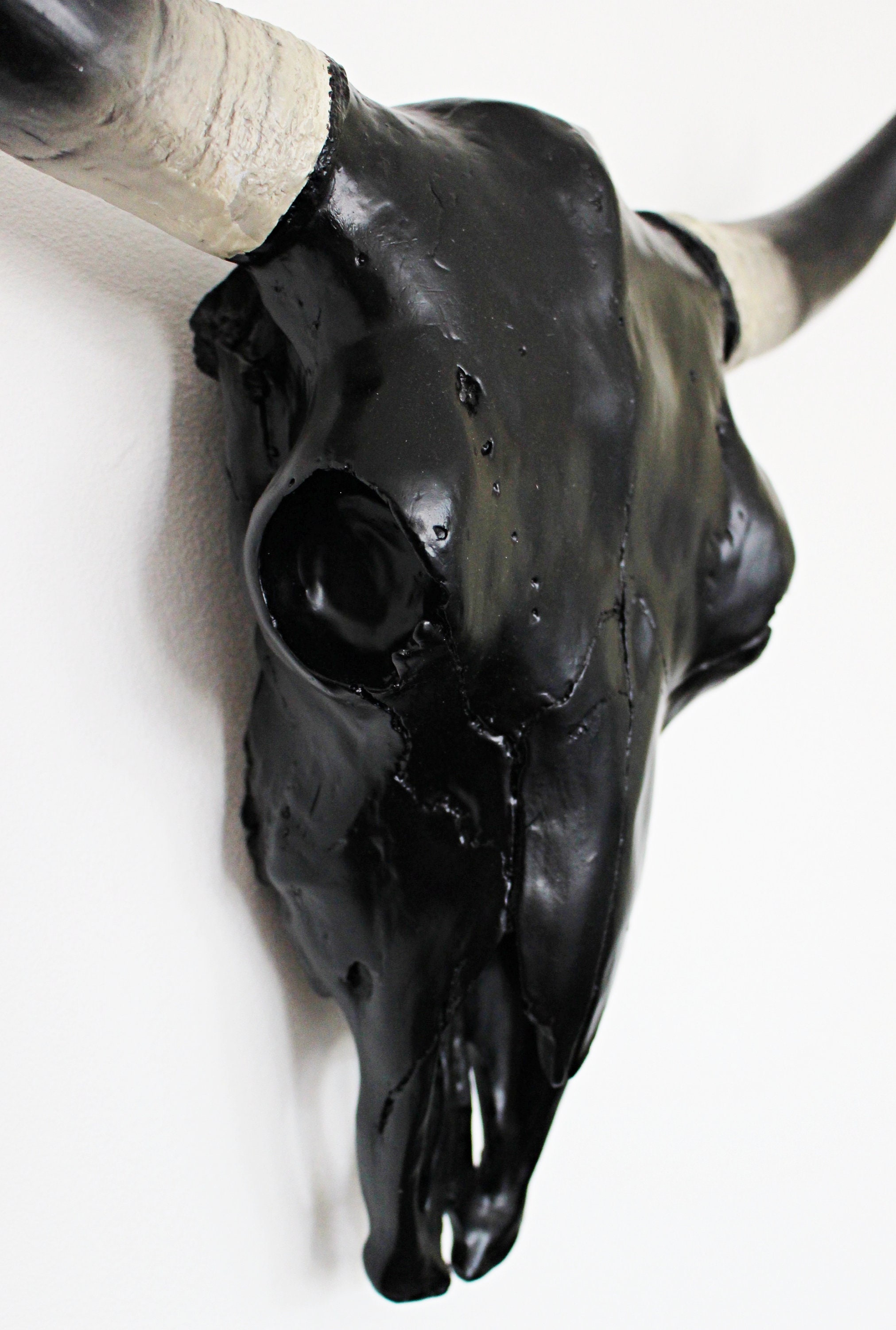Black Faux Cow Skull With Horns - 3 Sizes Available - Etsy UK