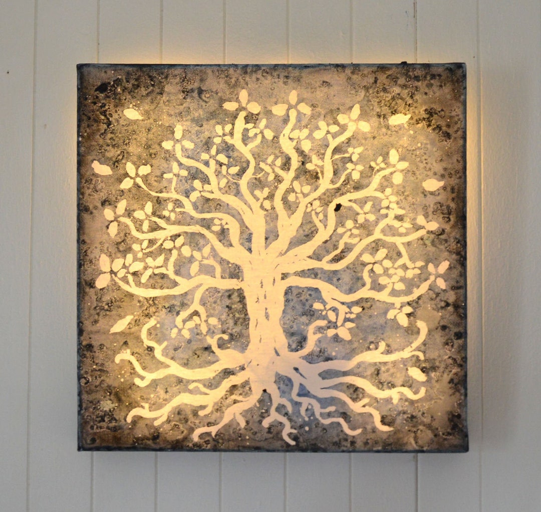 Led Art Canvas, Mural Decoration, 'tree of Life' - Etsy