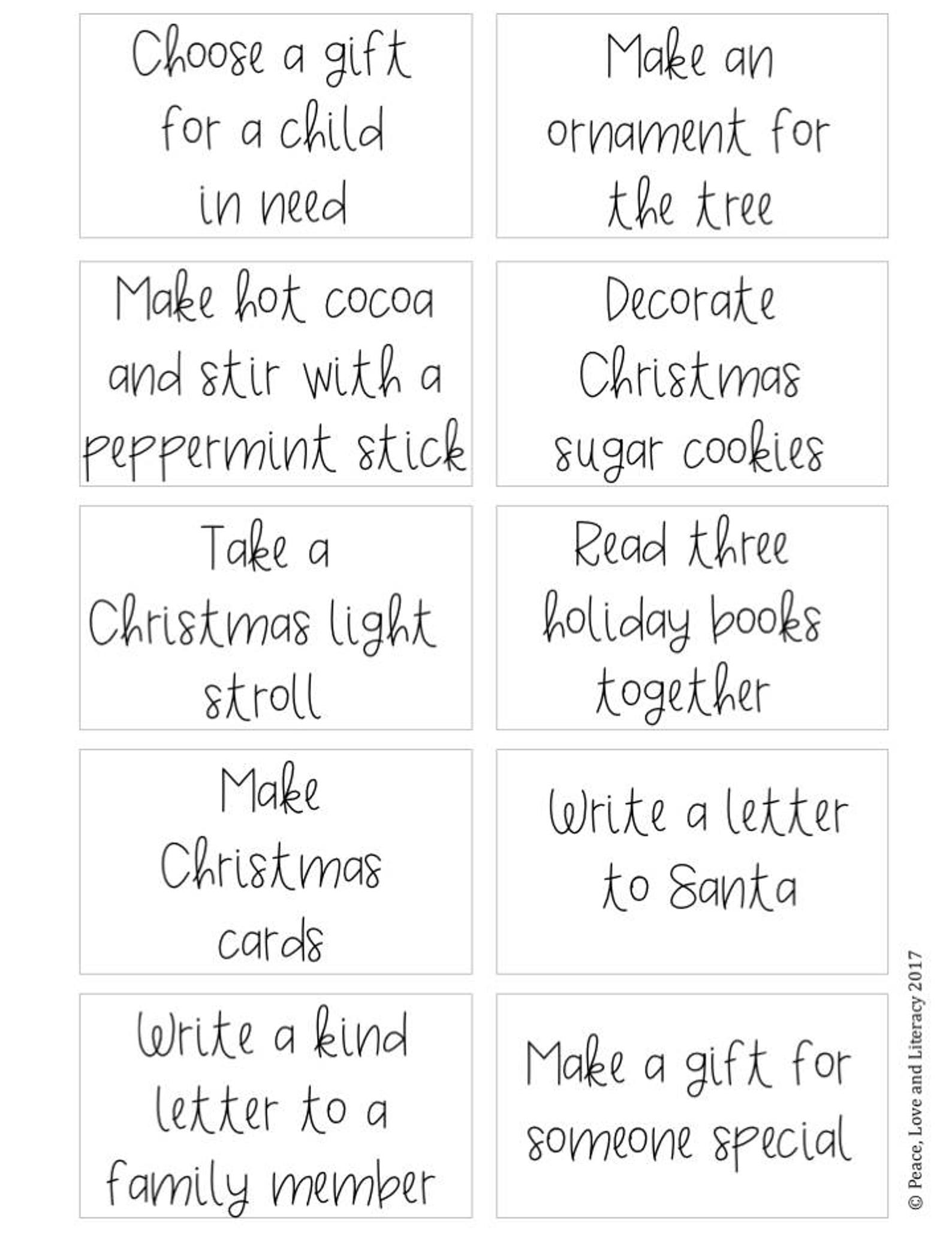 2017 Printable Advent Activity Calendar - Etsy