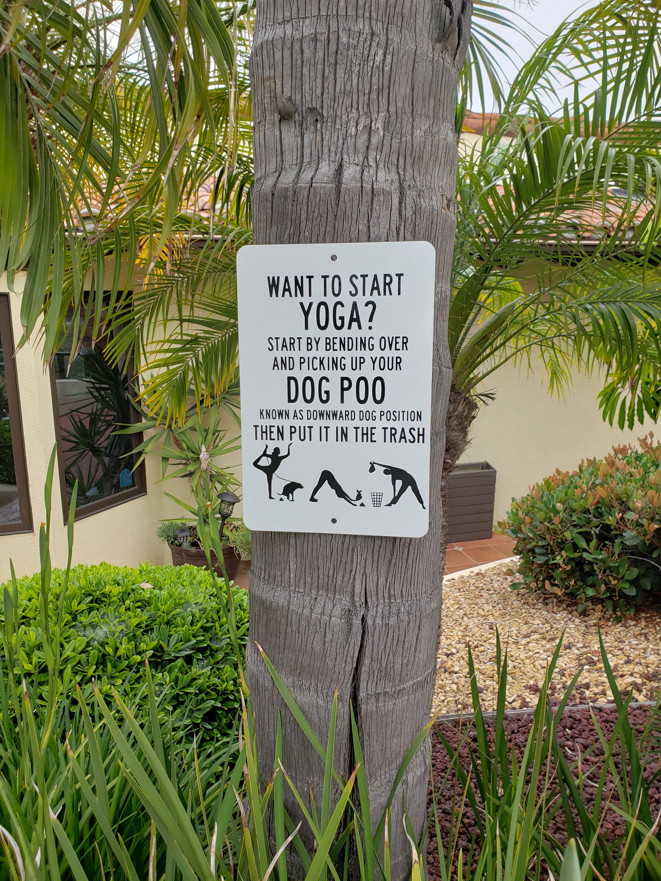 Yoga Poo Yard Sign - Downward Dog Aluminum Sign - Clean up Dog Poop ...