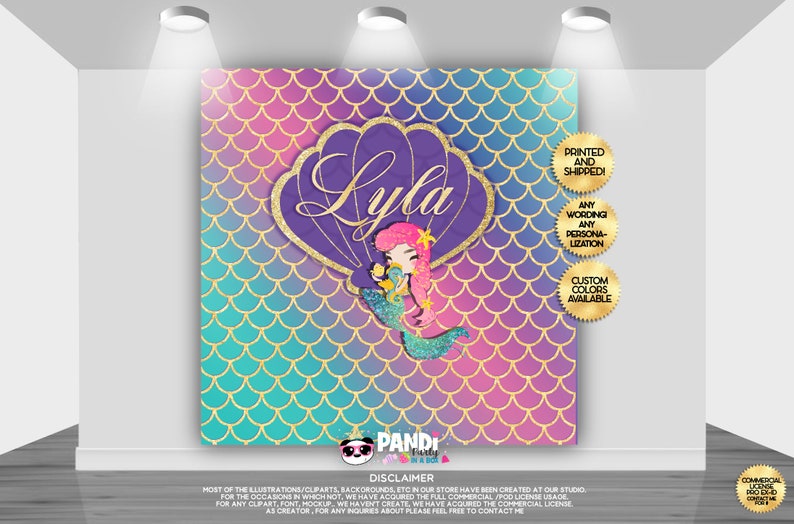PRINTED & SHIPPED Mermaid Backdrop Any Wording Printed on - Etsy