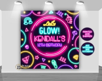 Neon Birthday Backdrop - Etsy