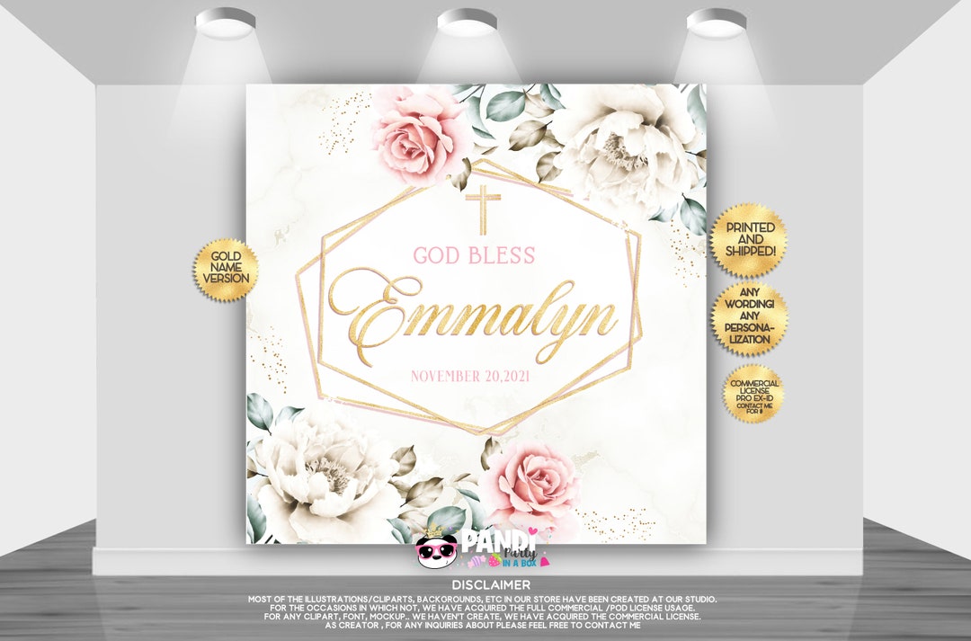 PRINTED & SHIPPED Backdrop Baptism Christening Shower - Etsy