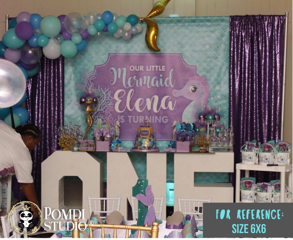 PRINTED & SHIPPED Mermaid Backdrop Any Wording Printed on - Etsy