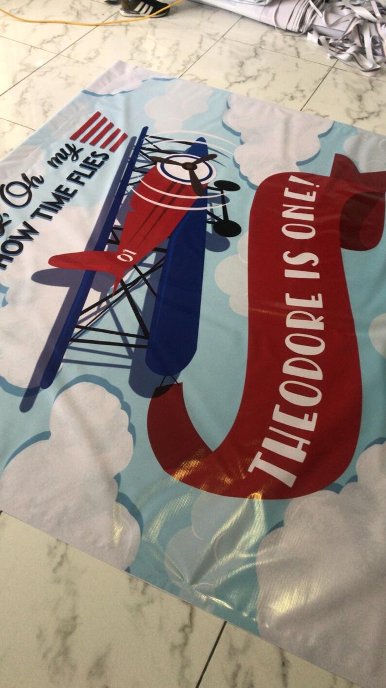 PRINTED & SHIPPED Backdrop Airplane How Time Flies Printed | Etsy