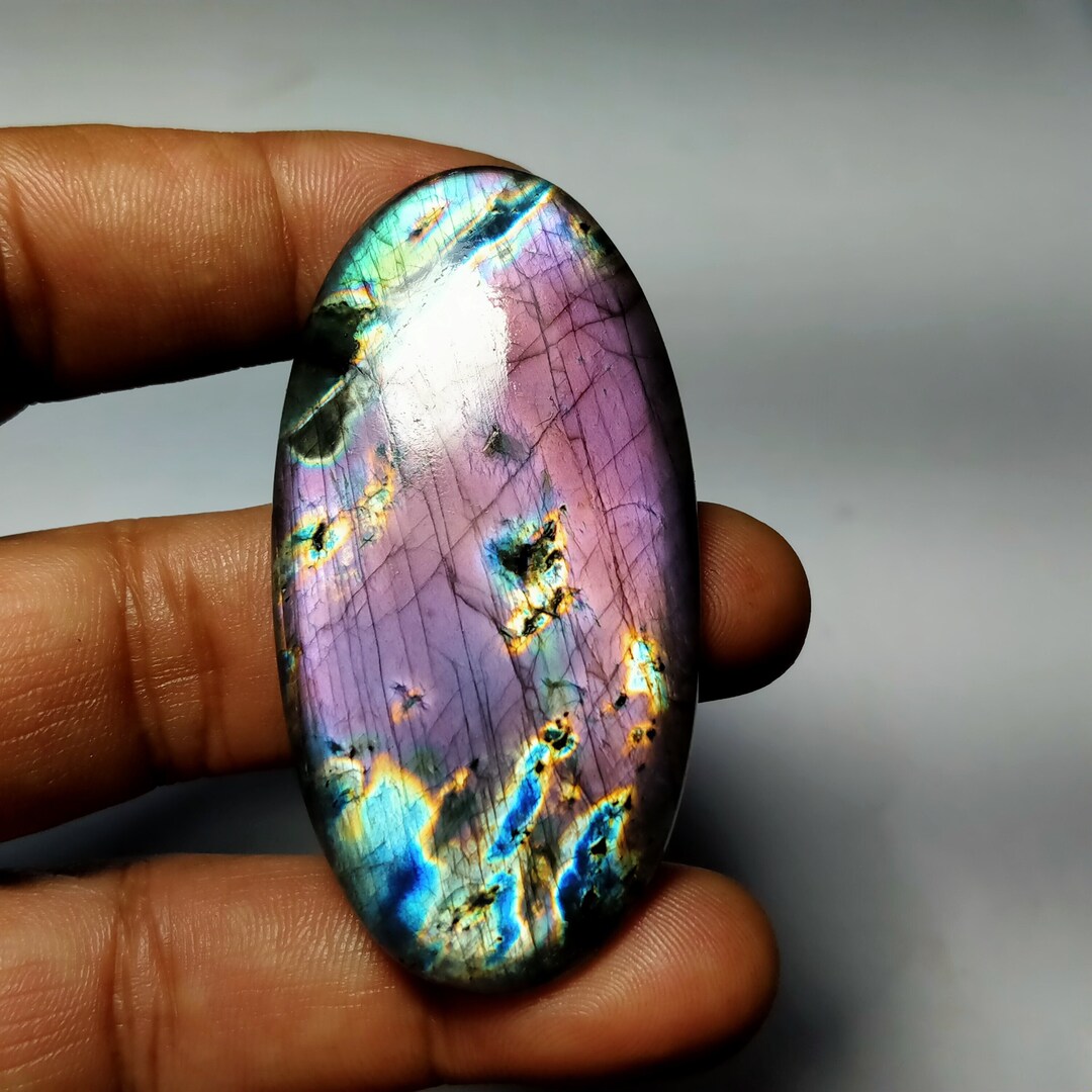 A Very Rare Purple Labradorite Spectrolite Cabochon, Gorgeous Purple ...