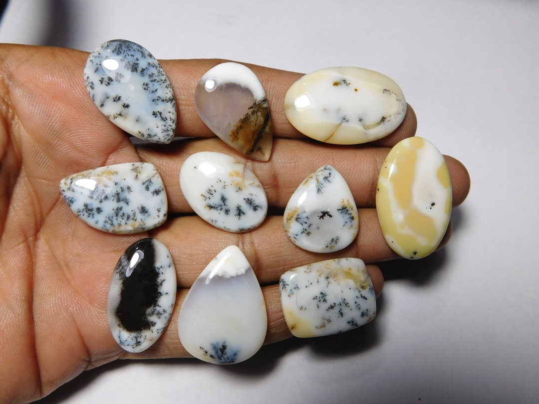 Dendritic Moss Agate Lot of 10 Piece Cabochons Top Quality Dendritic ...
