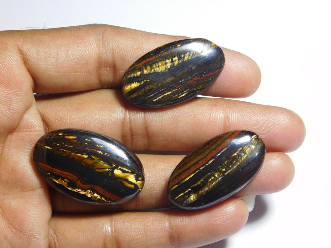 Iron Tiger Eye Lot of 3 Piece Cabochons Natural Iron Tiger Eye Lot ...