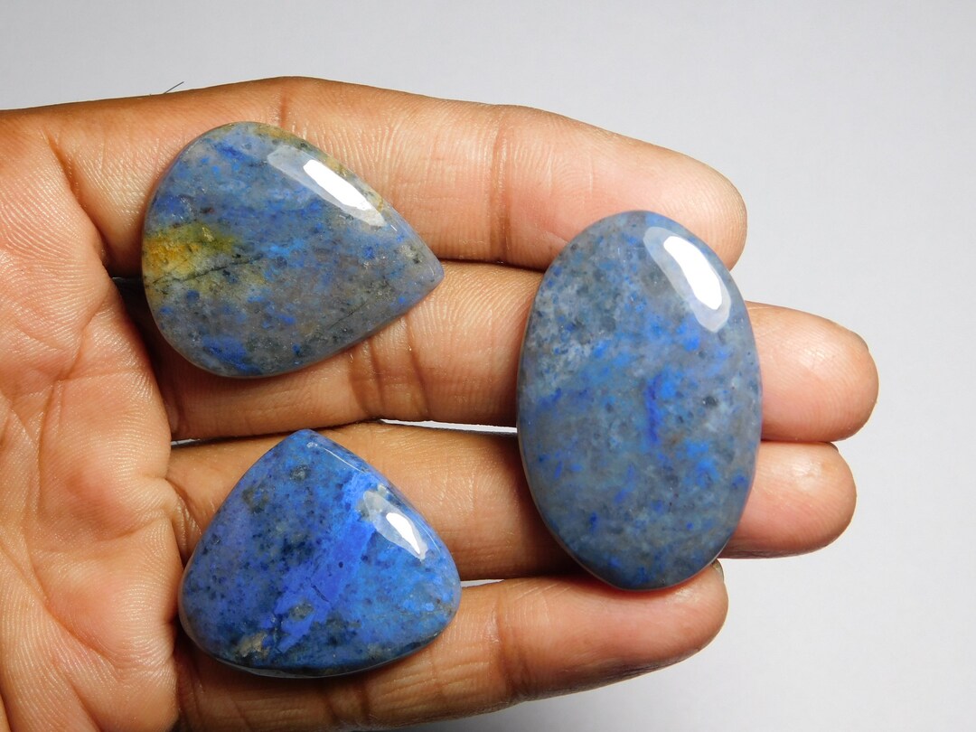 3 Pcs. A+++ Rare Quality! Dumortierit Quartz Lot Cabochons,top Quality ...