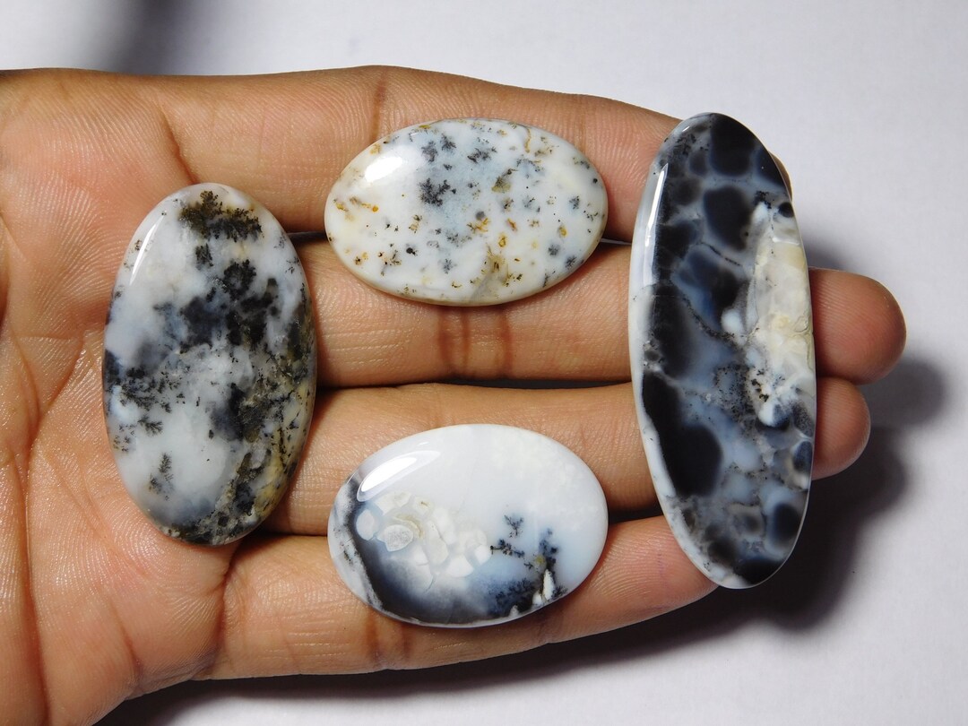 Dendritic Moss Agate Lot of 4 Piece Cabochons Top Quality Dendritic ...