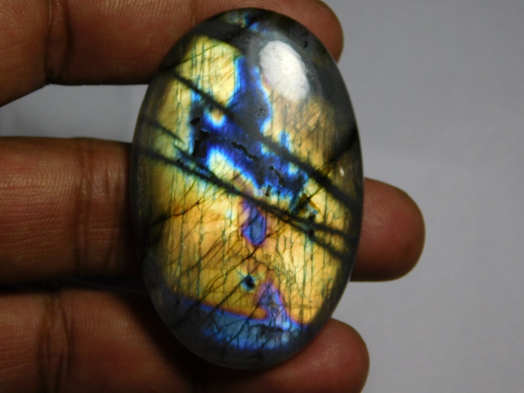 Purple Labradorite Spectrolite Cabochon: Oval Gemstone (56x36mm, 121cts ...