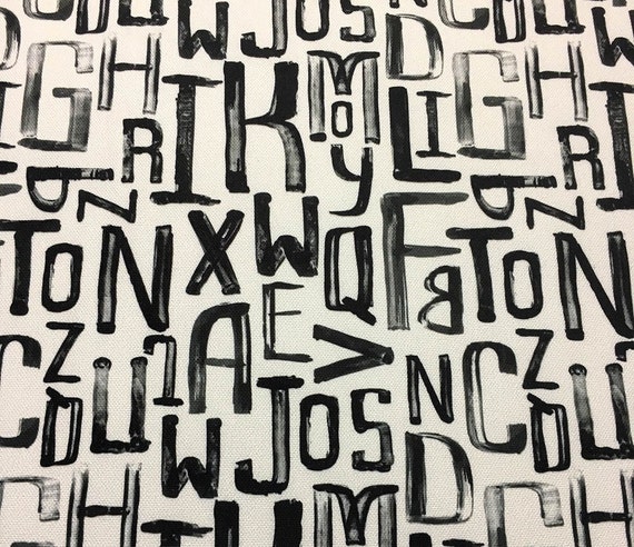 Watercolor Letters Pattern Digital Print Upholstery Fabric Crewel ...
