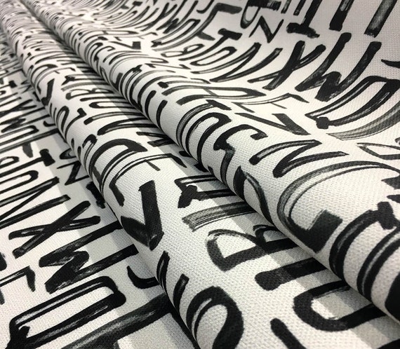 Watercolor Letters Pattern Digital Print Upholstery Fabric Crewel ...